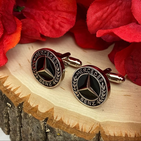 Accessories | Mercedes Benz Inspired Black And Silver Logo Cufflinks ...